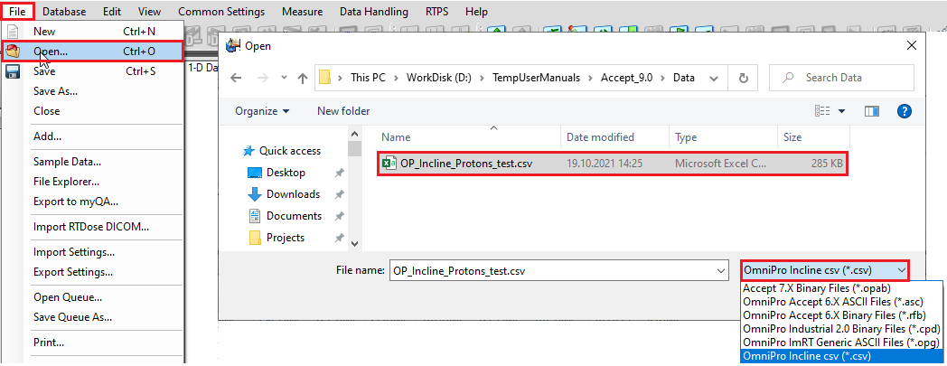 Importing OmniPro-Incline Measurements – IBA Dosimetry Service & Support