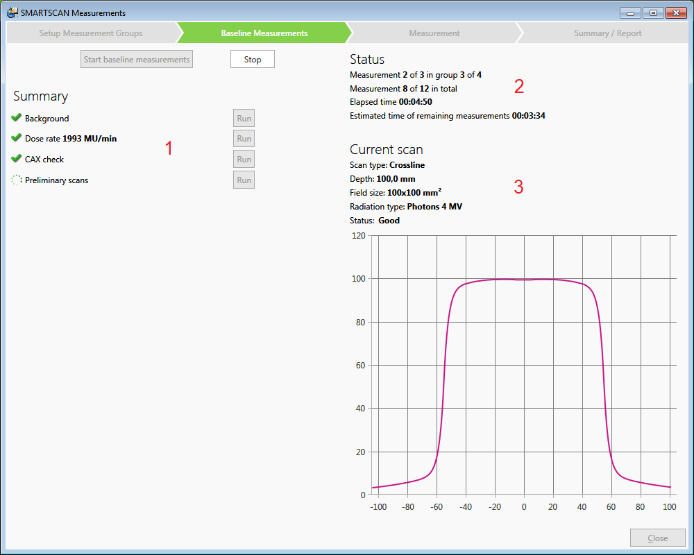 SMARTSCAN - Baseline Measurements Page – IBA Dosimetry Service & Support
