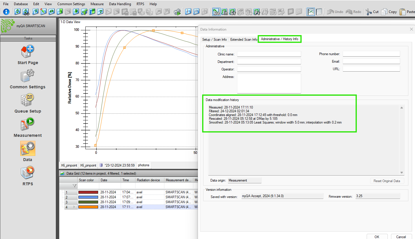 How Can I Check The Data Modification History In Myqa Accept Software Iba Dosimetry Service 